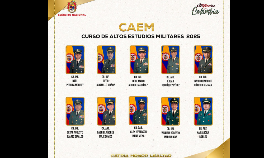 Estos son los 10 Coroneles del Ejército Nacional seleccionados para curso de ascenso a General